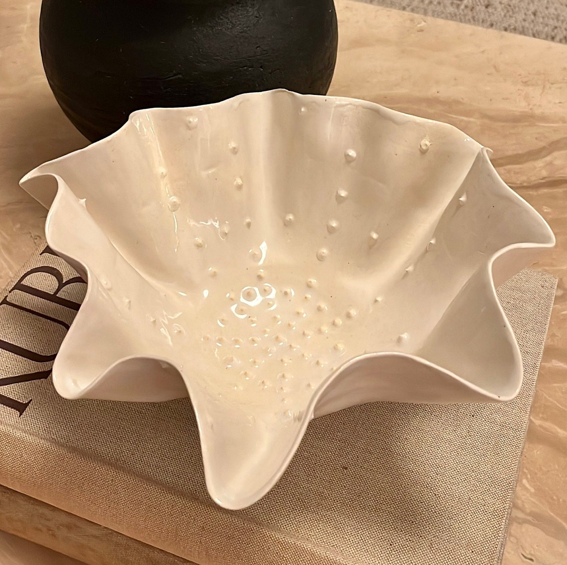 Handmade Ceramic White Organic Ruffle Wavy Bowl - Etsy