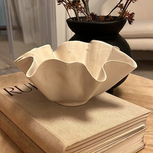 Handmade Ceramic White Organic Ruffle Wavy Bowl - Etsy