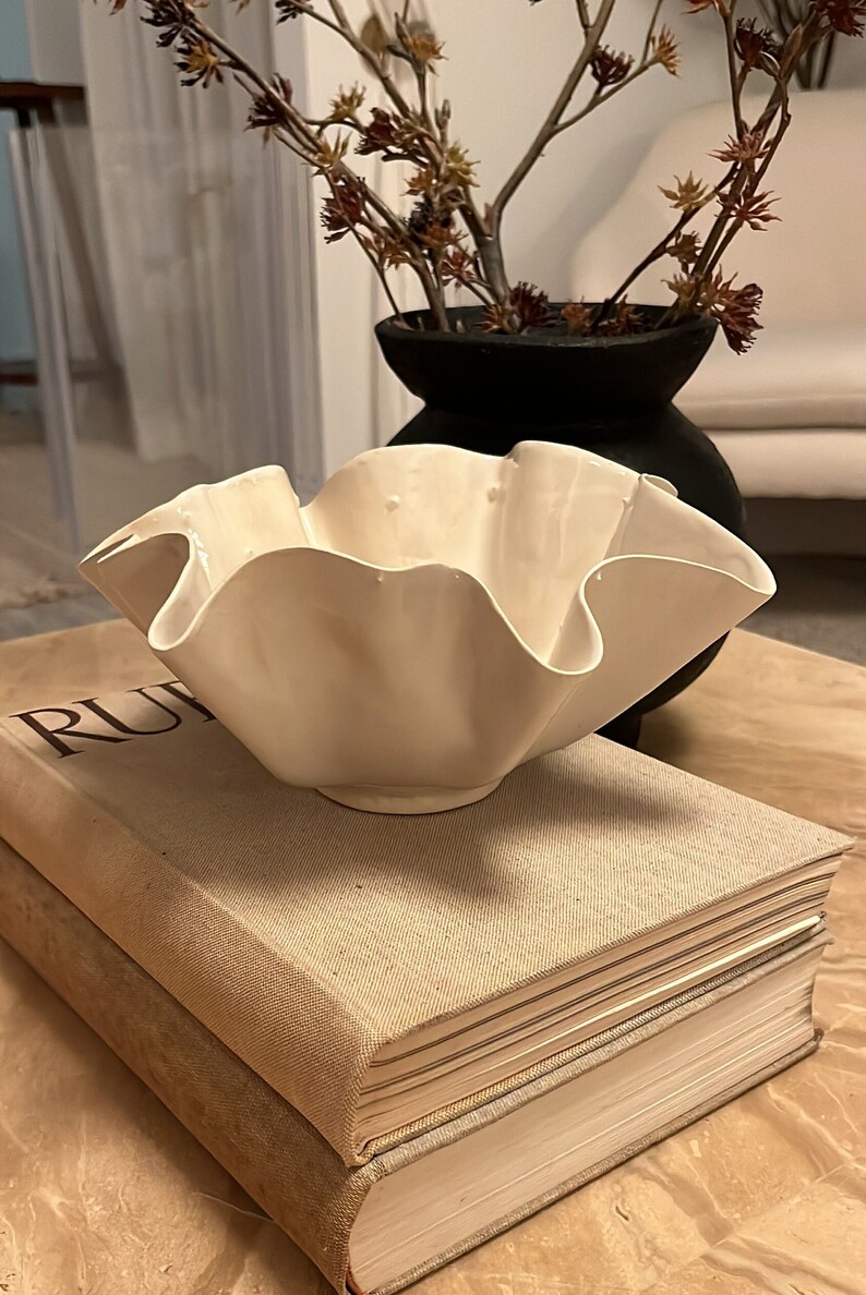 Handmade Ceramic White Organic Ruffle Wavy Bowl - Etsy