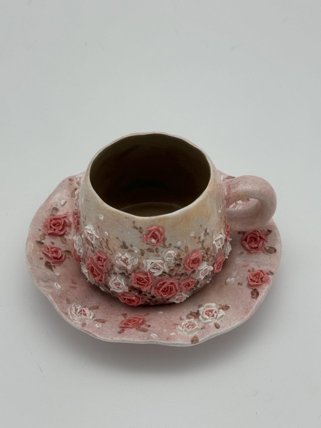Ceramic Coffe Cup Mug Set 2,A Cup and a Saucer. 3D Rose - Etsy