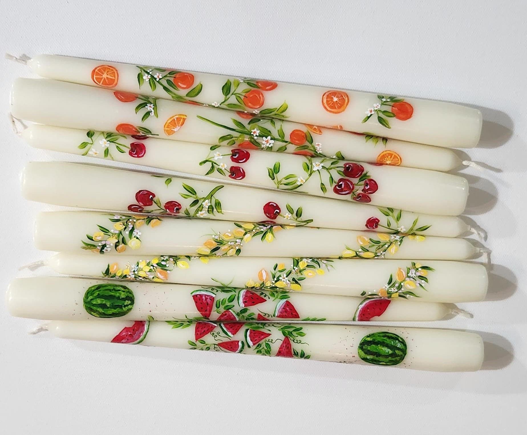 Hand Painted Candles, Set of Painted Taper Candles, Hand Painted ...