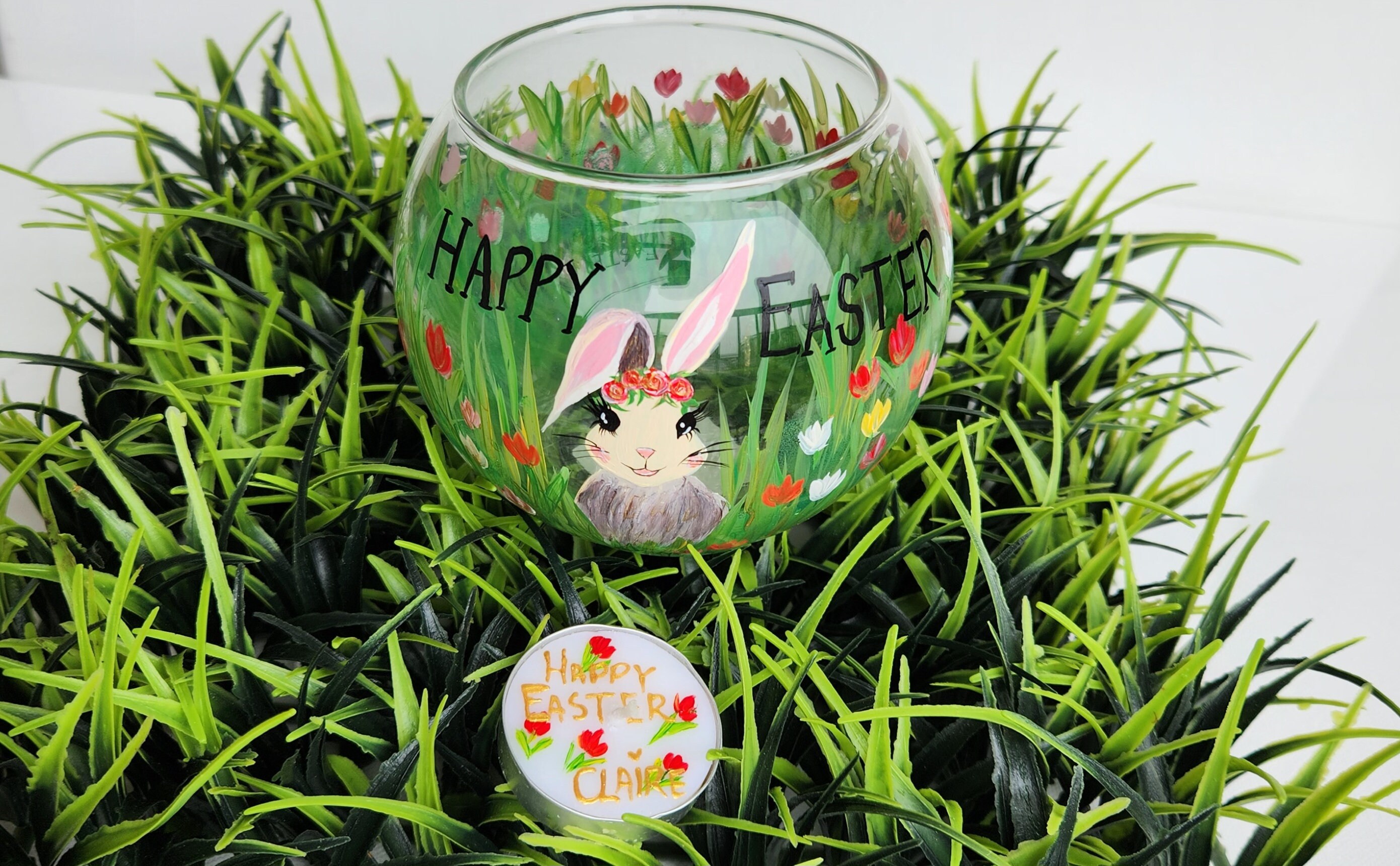 Hand Painted Candle Holder, Easter Candle Holder, Easter Decor, Painted ...