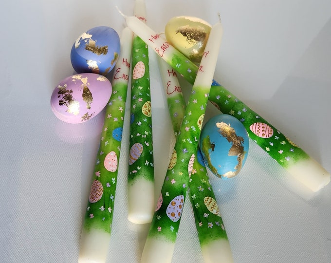 Easter Candle, Hand Painted Eggs Candles, Easter Taper Candle, Easter ...