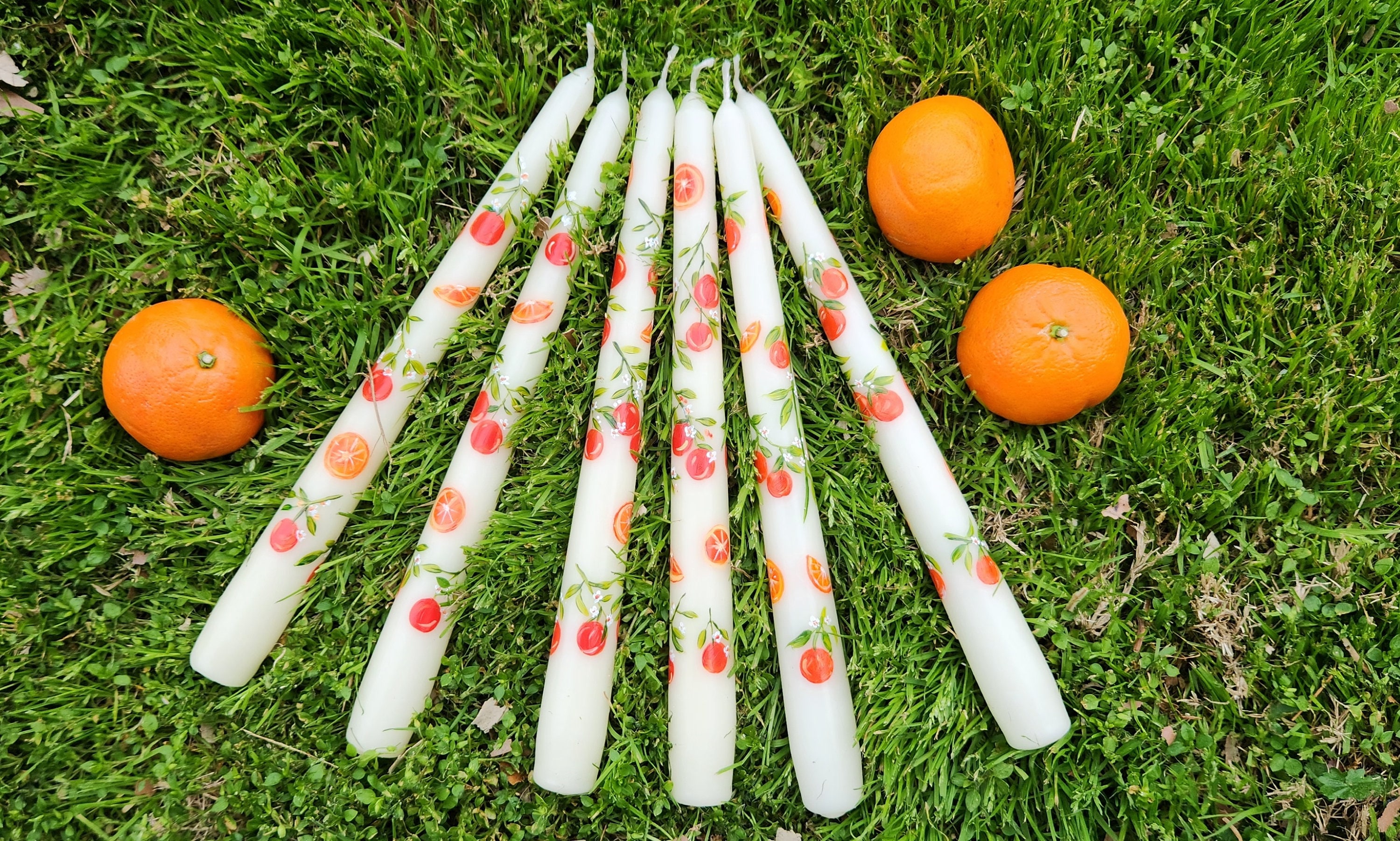 Hand Painted Candles, Set of Painted Taper Candles, Hand Painted ...