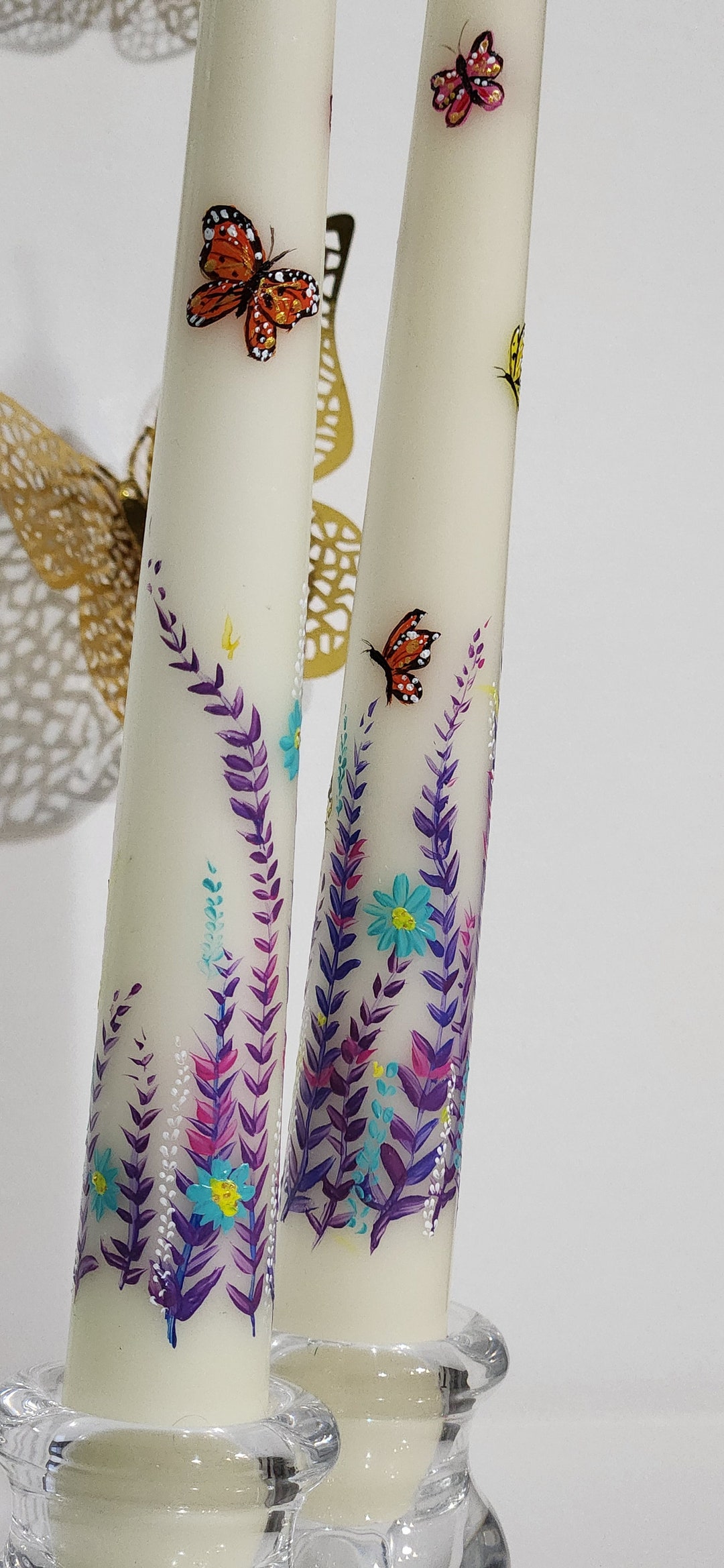 Hand Painted Taper Candles Set of 2 Christmas Painted Candles - Etsy