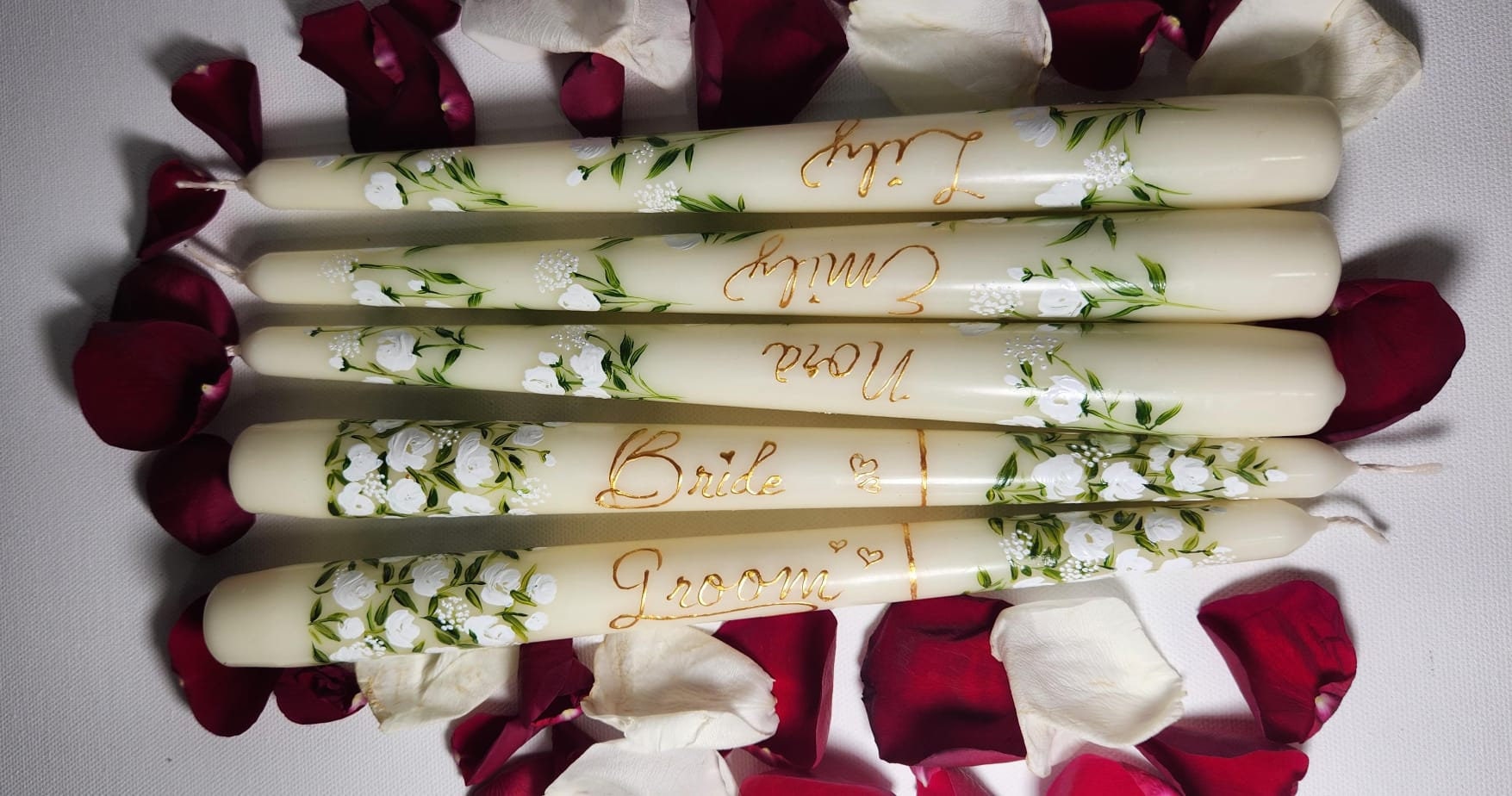 Personalized Wedding Candle, Bespoke, Hand Painted Taper, Customisable ...