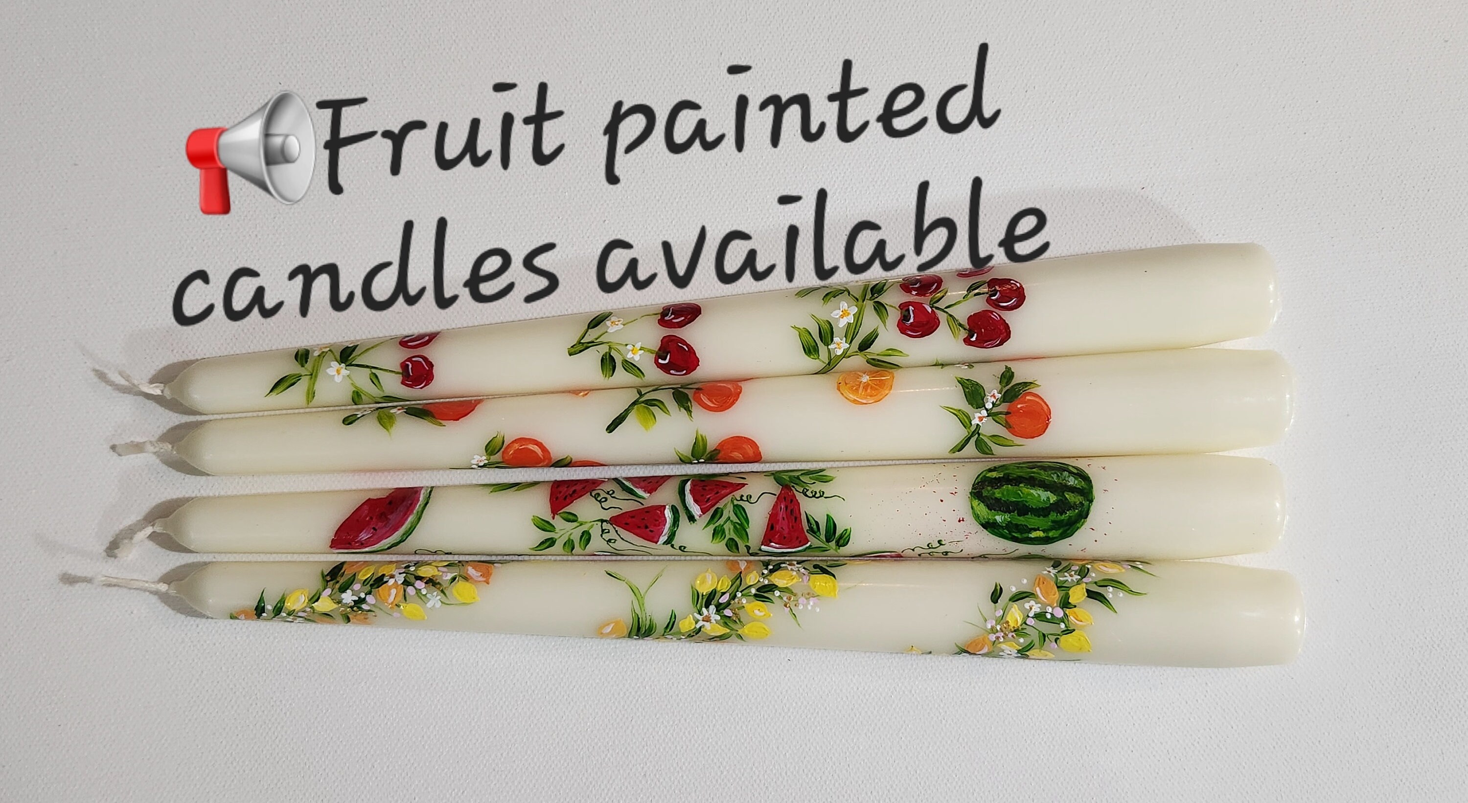 Hand Painted Candles, Set of Painted Taper Candles, Hand Painted ...