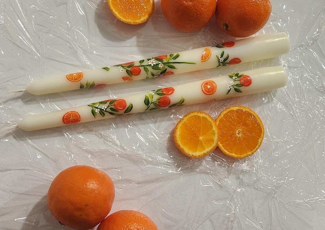 Hand Painted Candles, Set of Painted Taper Candles, Hand Painted ...
