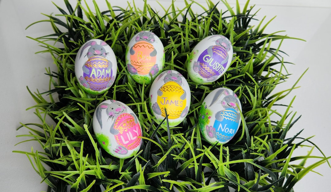 Personalized Easter Eggs, Hand Painted Wooden Eggs, Easter Gift, Painted Bunny Painted Egg Gift ...