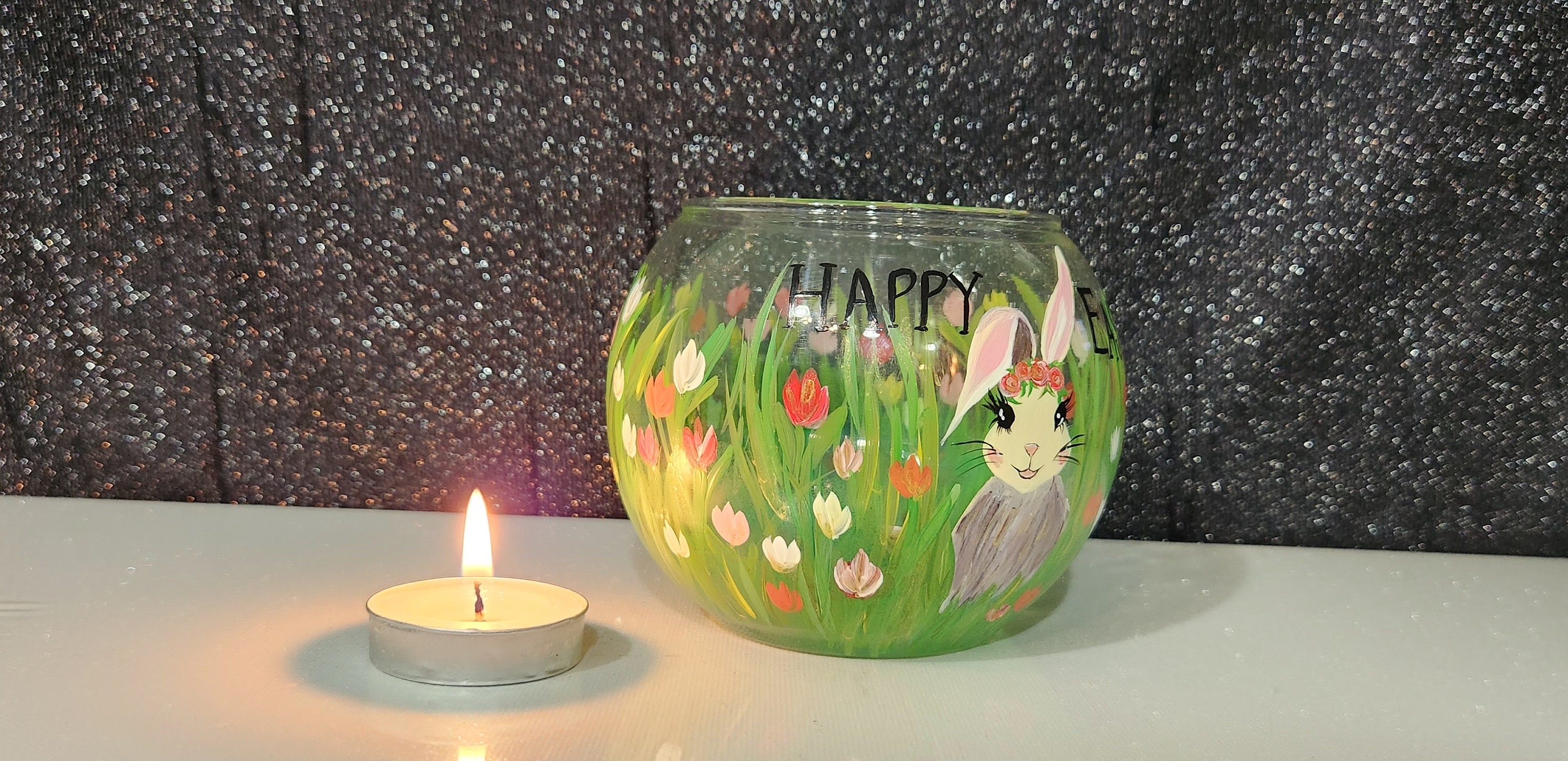 Hand Painted Candle Holder, Easter Candle Holder, Easter Decor, Painted ...