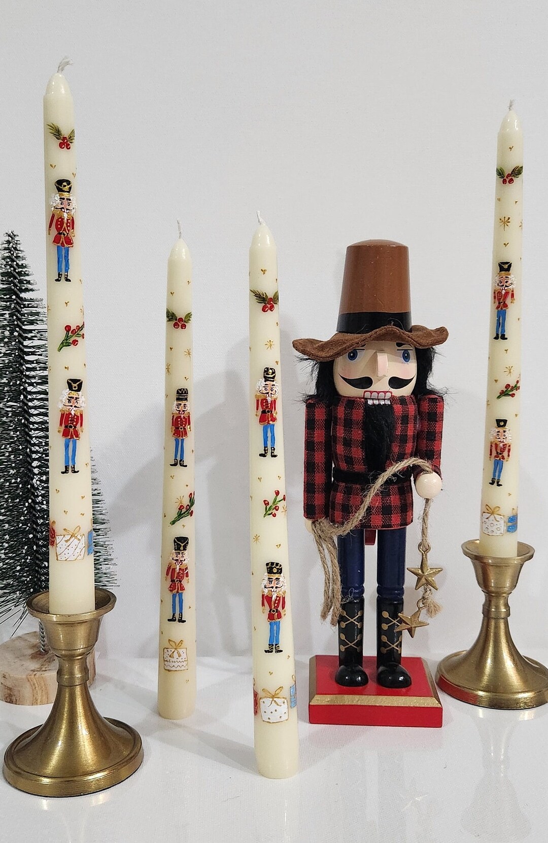 Nutcracker Christmas Hand-painted Taper Candles, Set of 2 Christmas ...