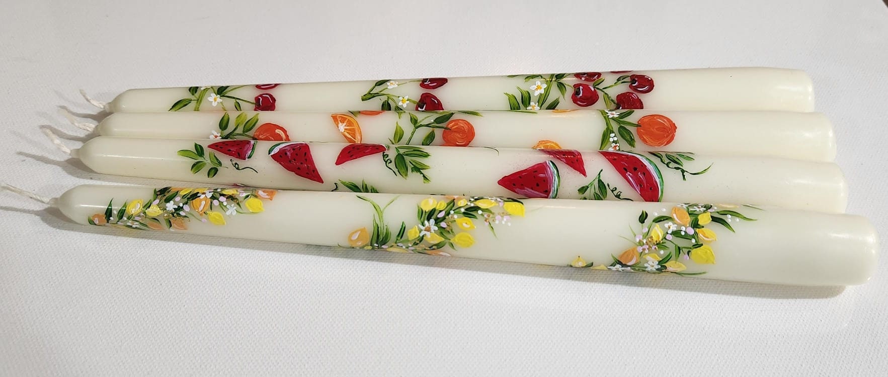 Hand Painted Candles, Spring Summer Painted Candles, Watermelon Candles ...