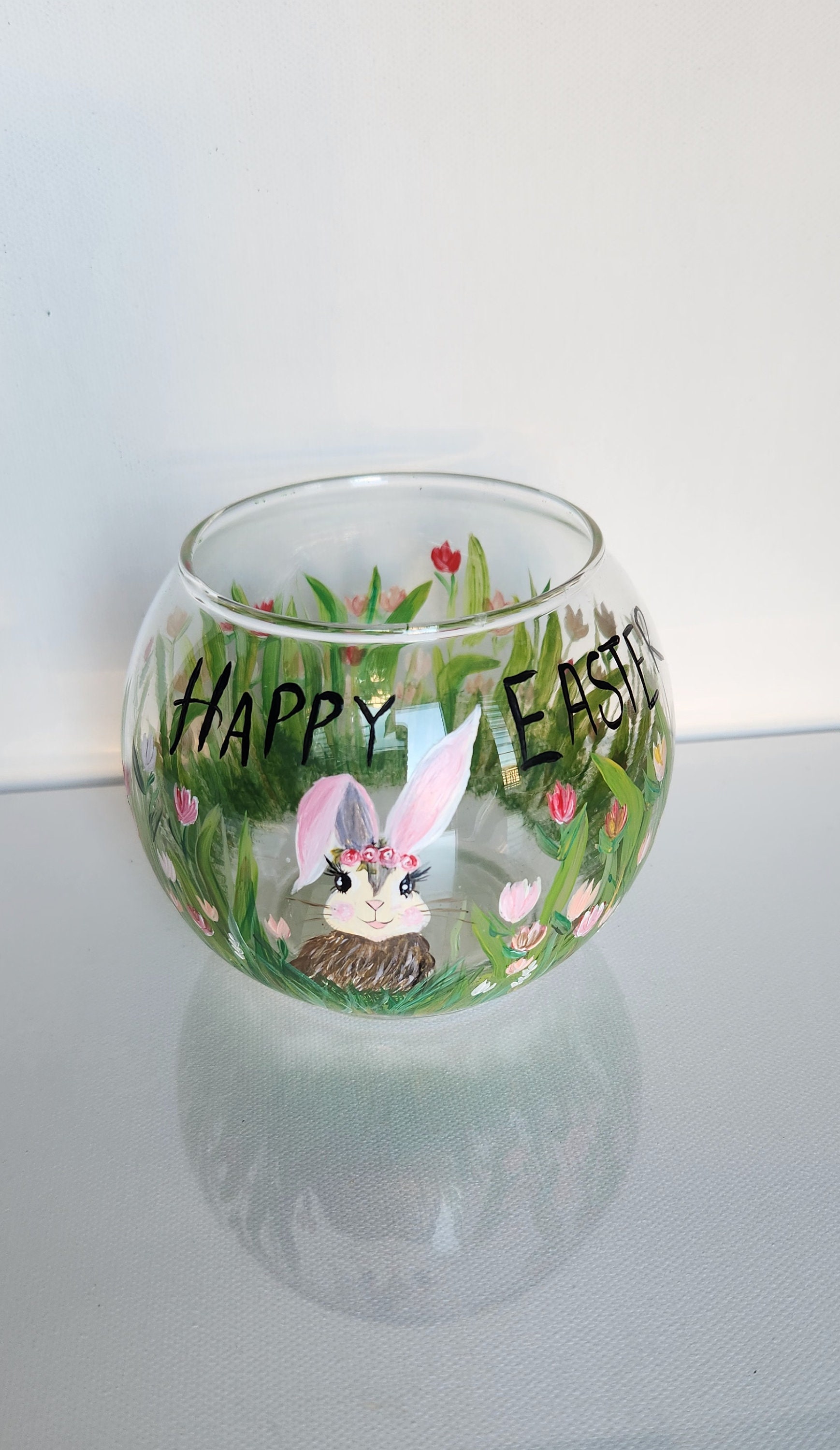 Hand Painted Candle Holder, Easter Candle Holder, Easter Decor, Painted ...