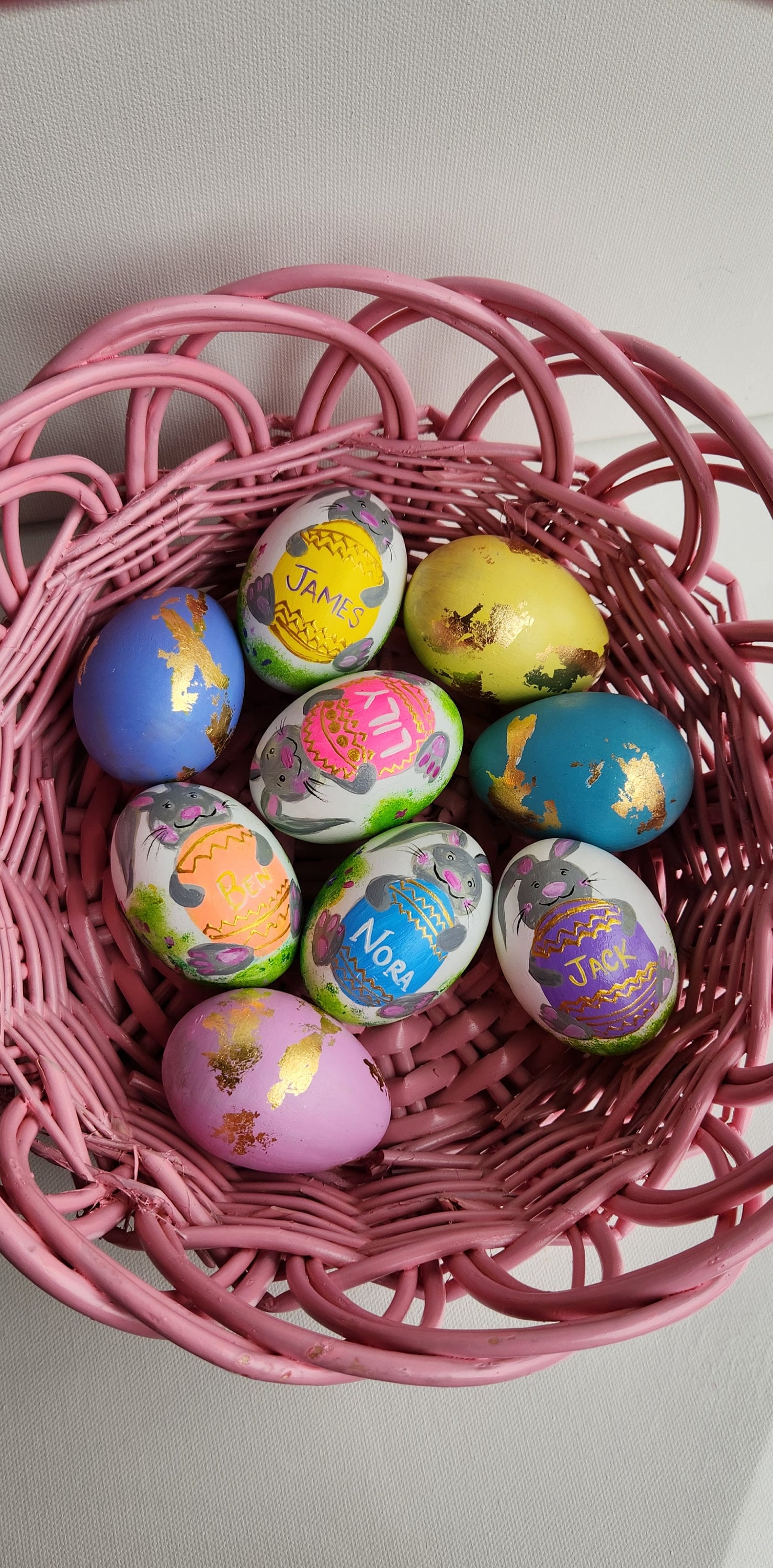 Personalized Easter Eggs, Hand Painted Wooden Eggs, Easter Gift, Painted Bunny Painted Egg Gift ...