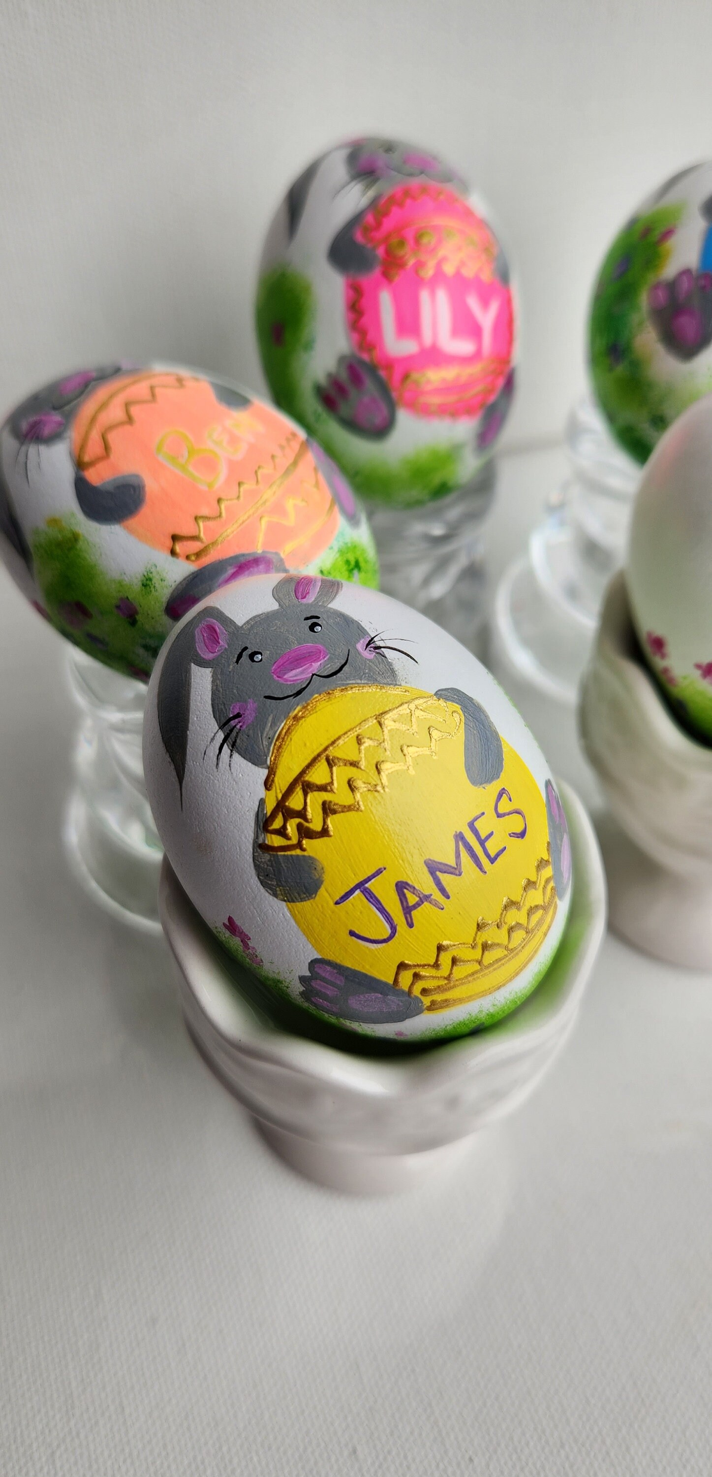 Personalized Easter Eggs, Hand Painted Wooden Eggs, Easter Gift, Painted Bunny Painted Egg Gift ...
