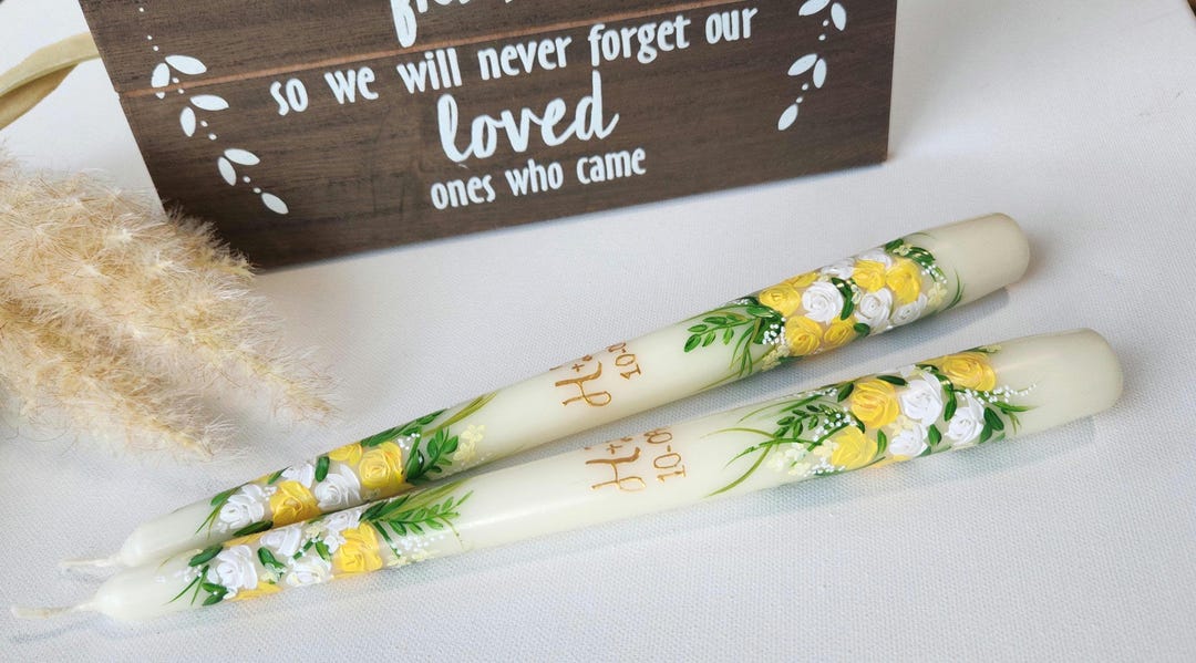 Personalised Wedding Candles, Hand Painted Candles, Wedding Favour ...