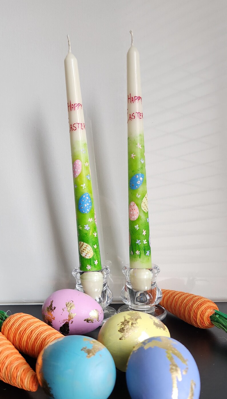 Easter Candle, Hand Painted Eggs Candles, Easter Taper Candle, Easter ...