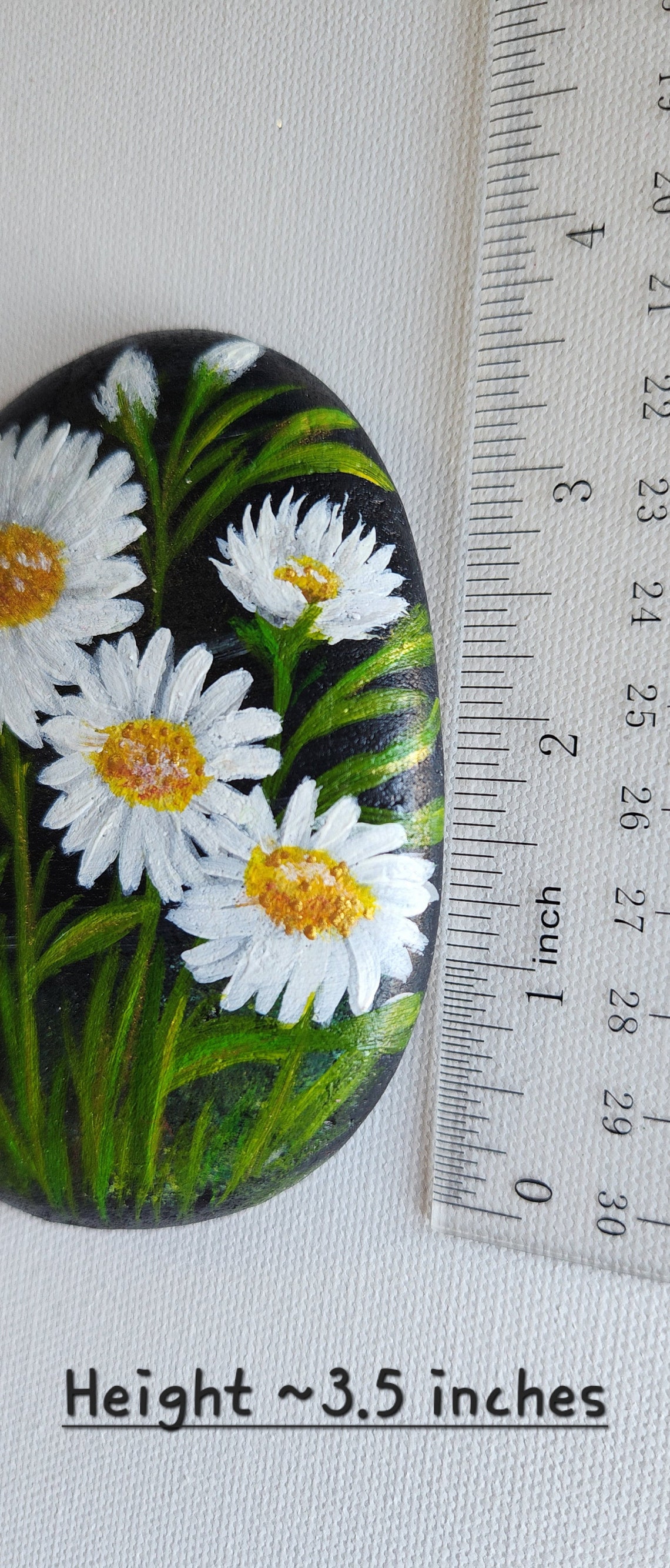 Hand Painted Rock, Spring Daisy Flower Rock, Customised Hand Painted ...