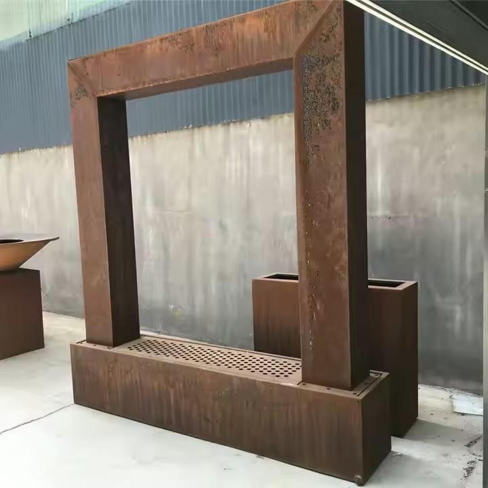 Corten Steel Rainfall Water Feature: Modern Outdoor Fountain, Custom ...