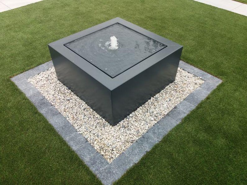 Corten Steel Square Water Feature: Modern Outdoor Fountain, Custom ...