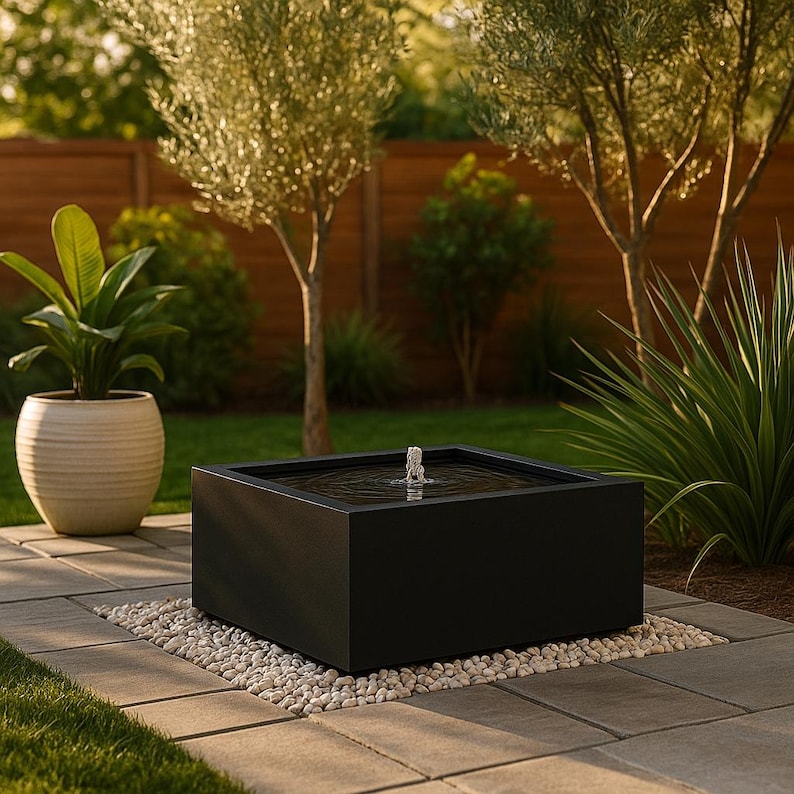 Corten Steel Square Water Feature: Modern Outdoor Fountain, Custom ...