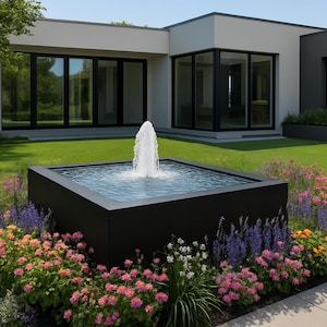Corten Steel Square Water Feature: Modern Outdoor Fountain, Custom ...