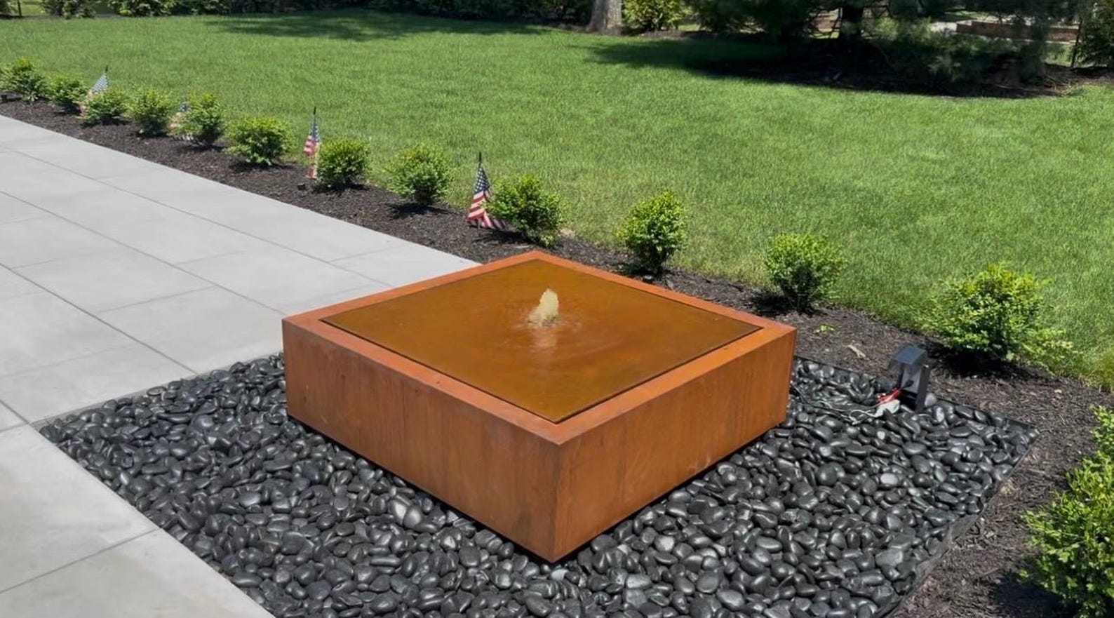 Corten Steel Square Water Feature: Modern Outdoor Fountain, Custom ...