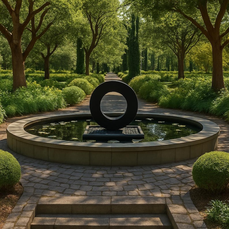 Corten Steel Circle Rainfall Fountain: Modern Outdoor Water Feature - Etsy