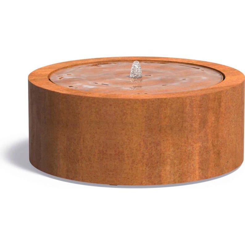 Corten Steel Circular Water Feature: Modern Garden Fountain With Pump ...