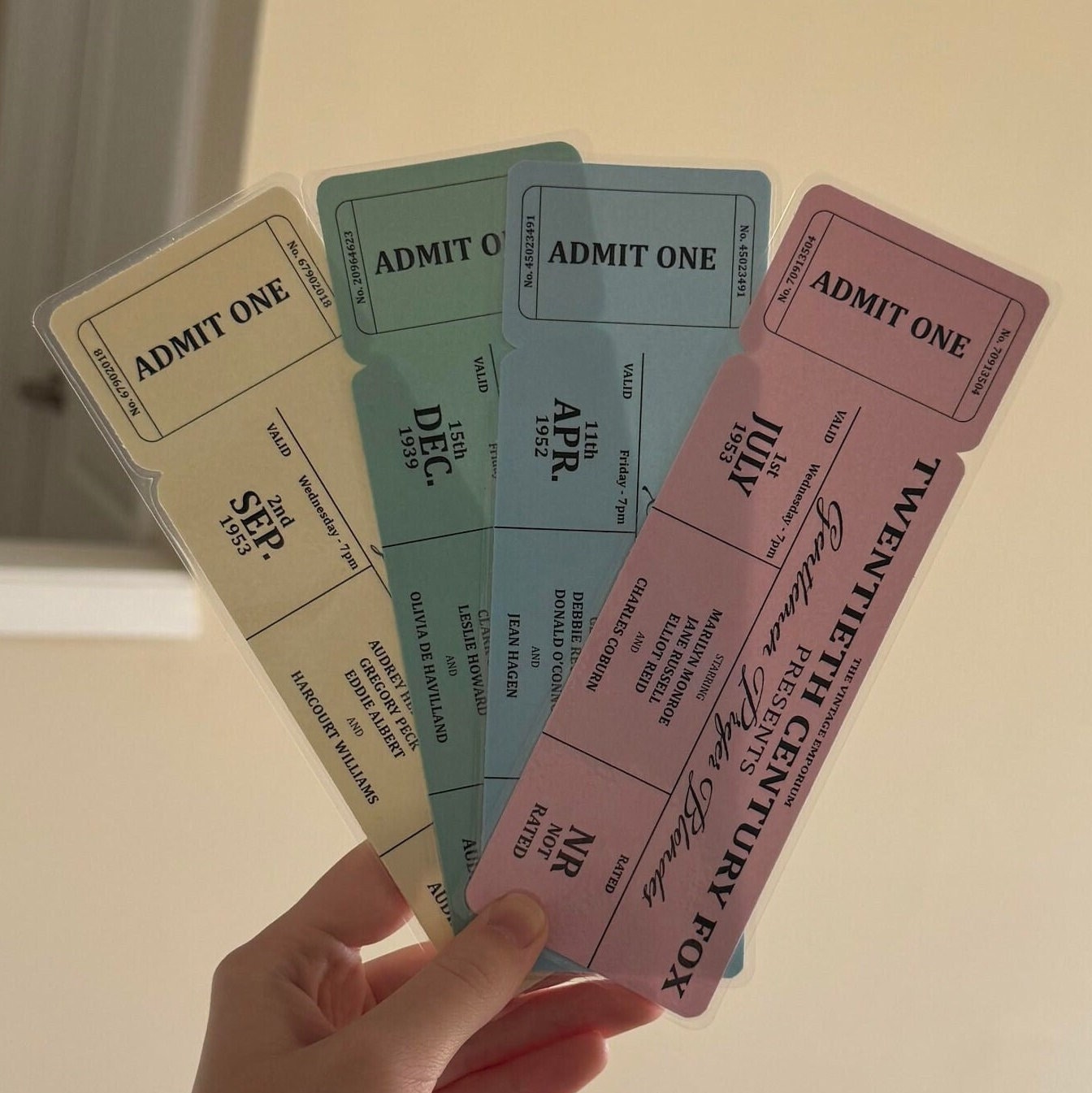 Film Movie Ticket Bookmarks 1940s/1950s Singing in the Rain, Gentlemen ...