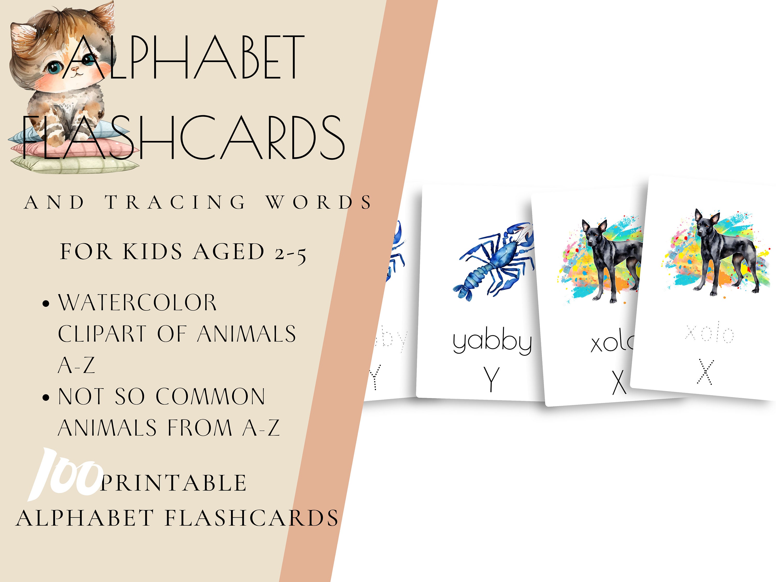 Printable Animal Alphabet Flashcards for Toddlers 2-4 Years Fun ...