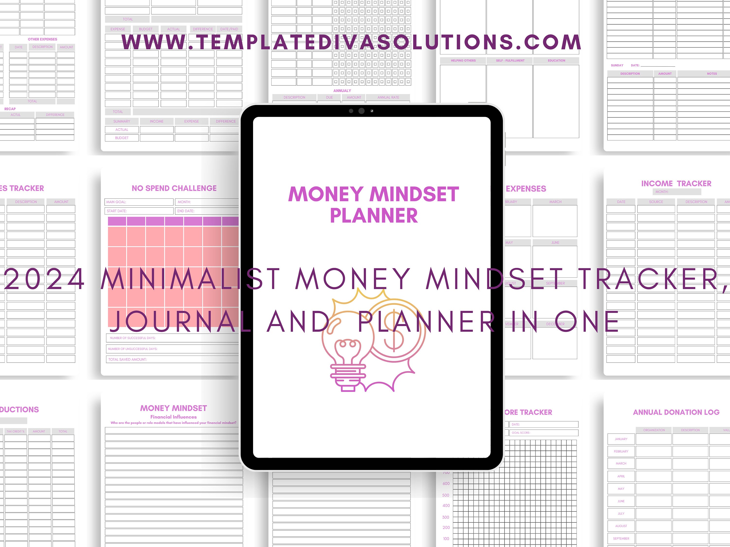 2024 Minimalist Money Mindset Tracker Planner and Journal - Etsy