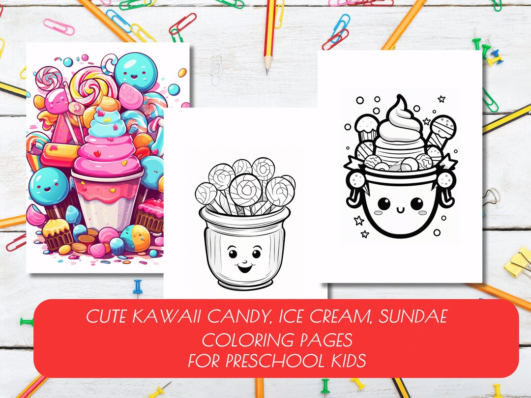 Over 200 Cute Kawaii Candy, Ice Cream, Marshmallows & Sundae Coloring ...