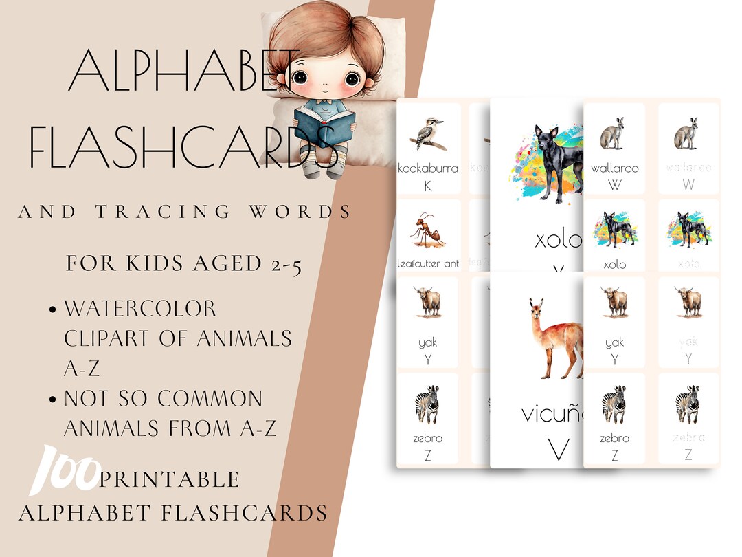 Printable Animal Alphabet Flashcards for Toddlers 2-4 Years Fun ...