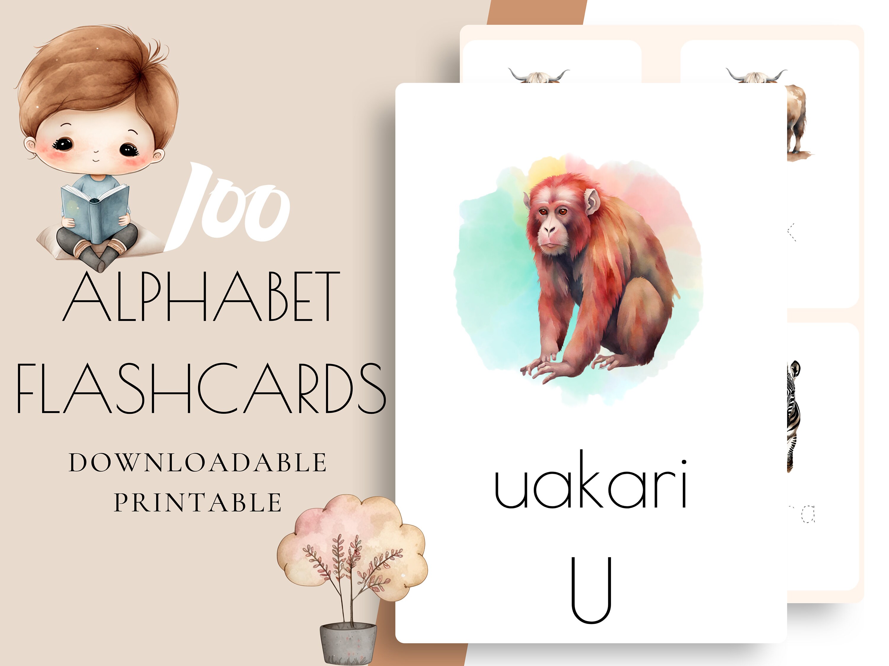 Printable Animal Alphabet Flashcards for Toddlers 2-4 Years Fun ...