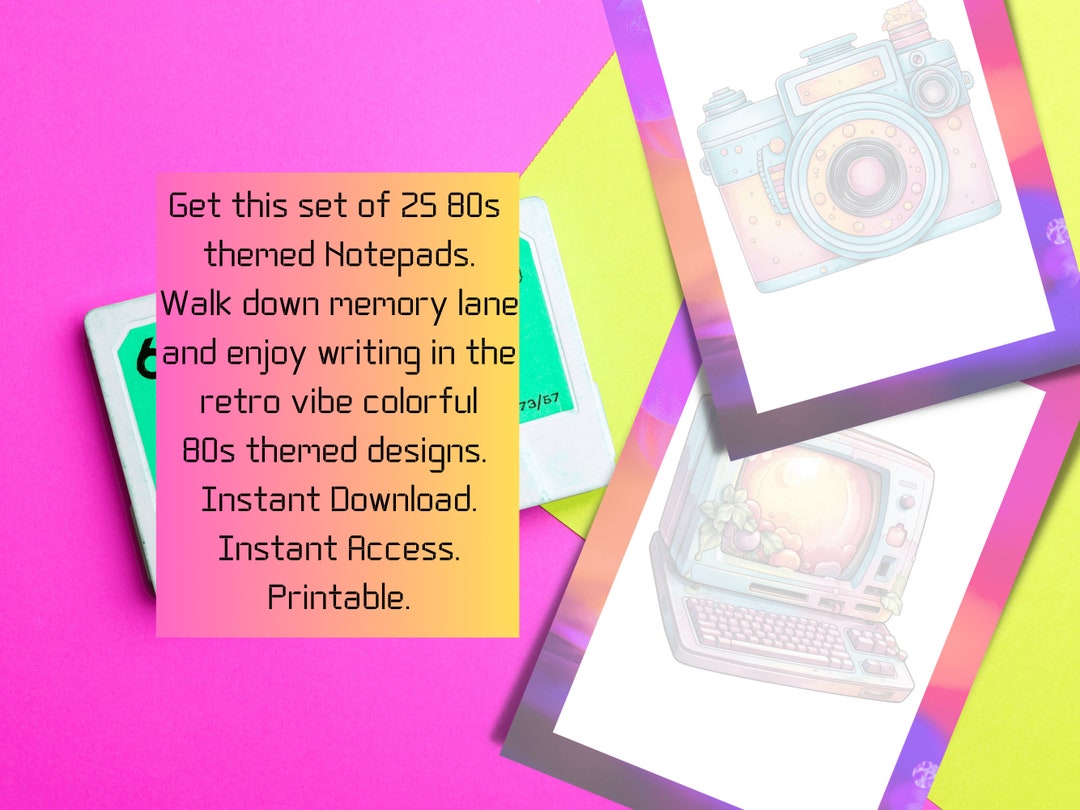 80s Retro Vibe Notepad Printables Set of 2 Digital Downloads - Etsy