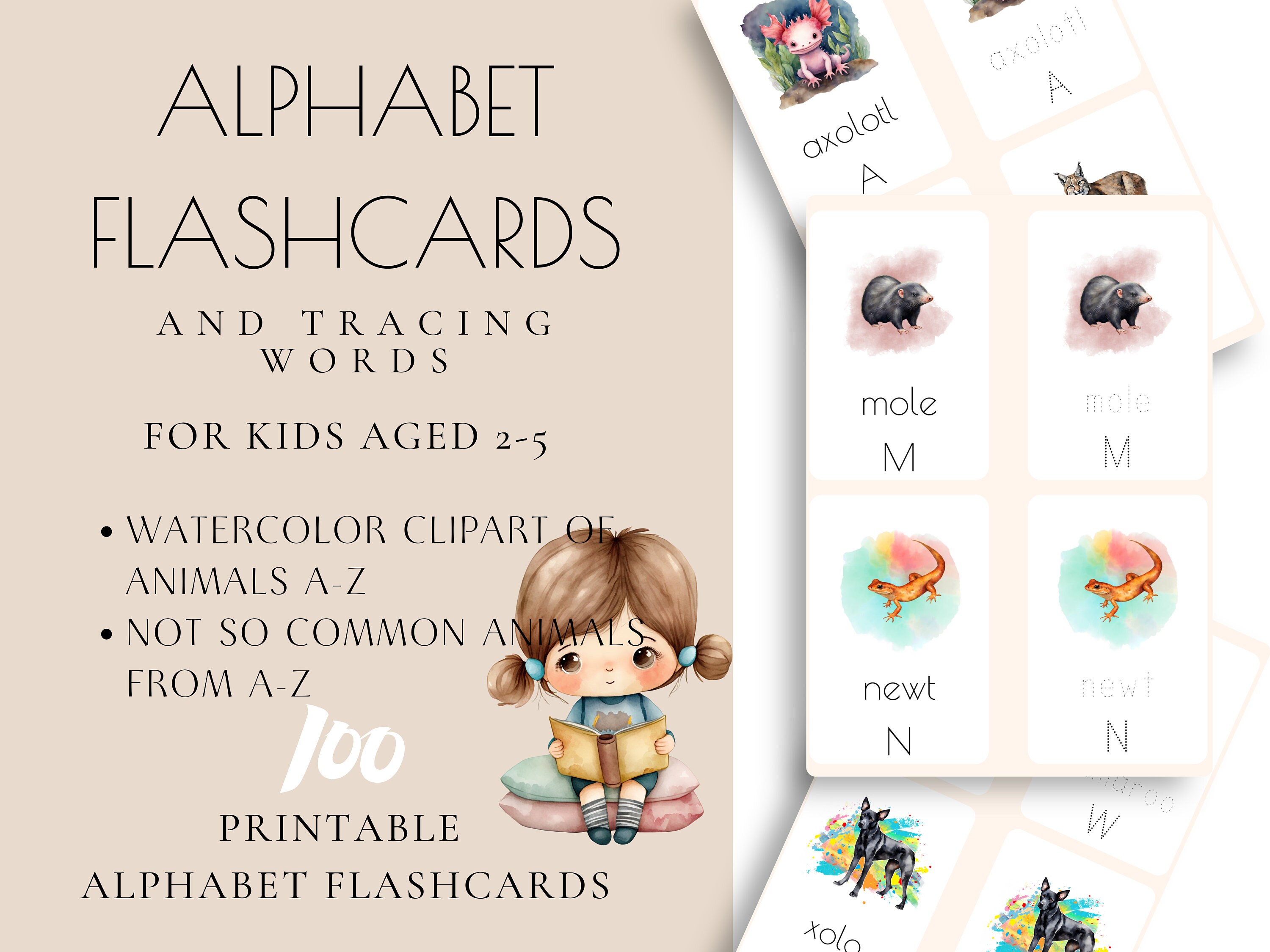 Printable Animal Alphabet Flashcards for Toddlers 2-4 Years Fun ...