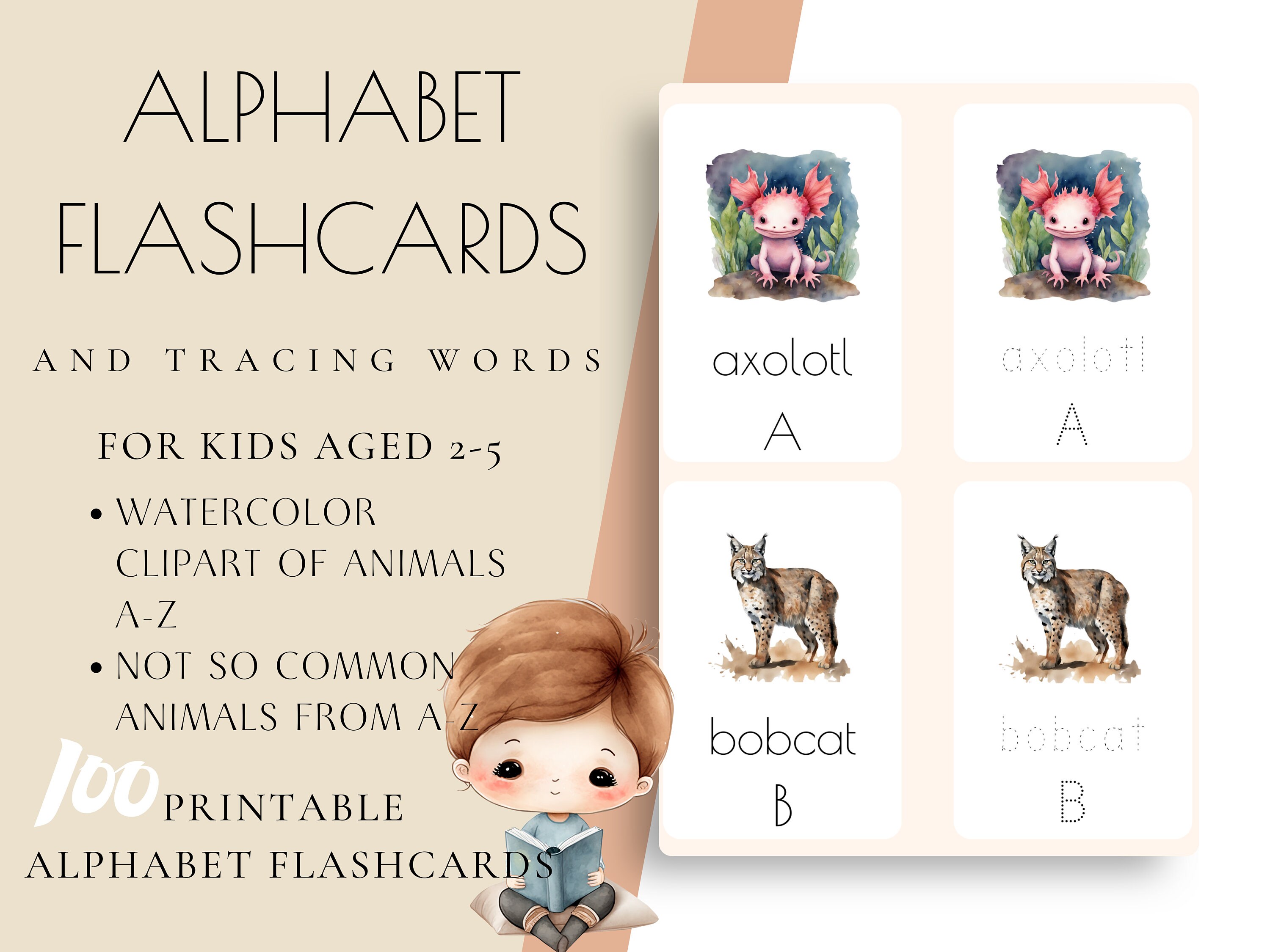 Printable Animal Alphabet Flashcards for Toddlers 2-4 Years Fun ...