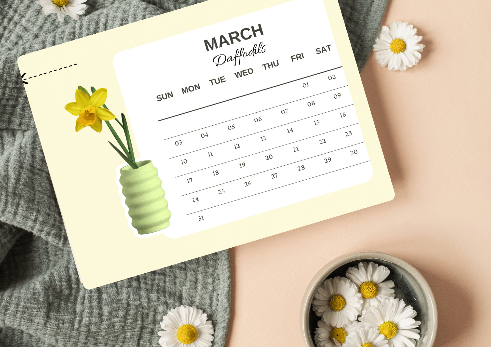 2024 Floral Birth Month Calendar Digital PNG & PDF Download With Full ...