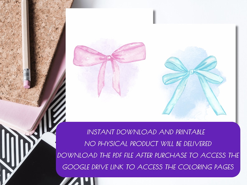 50 Coquette Ribbons and Bows Coloring Pages Printable PDF Perfect for ...