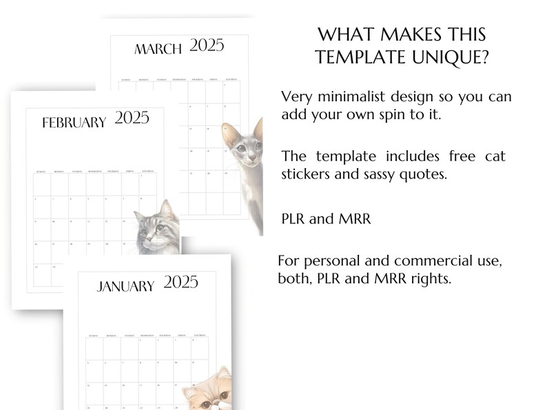 2024 Peeking Cats Planner With PLR & MRR Minimalist Cat-themed ...