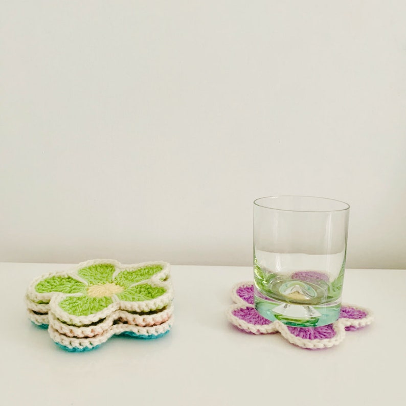 Flower Coaster Crochet Pattern, PDF Easy to Follow, Colourful ...