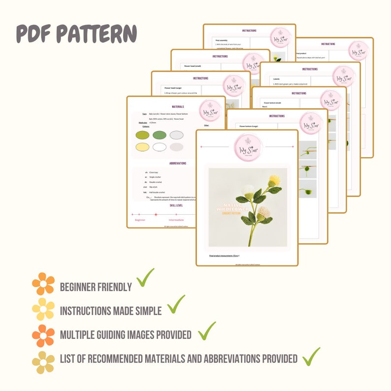 Flower Crochet Pattern PDF, Native Wildflower, Floral Bouquet, Forever ...