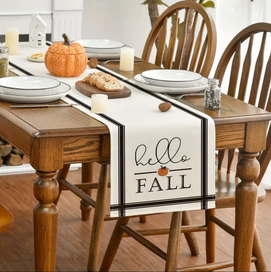 Hello Fall Table Runner Autumn Table Runner Pumpkin Autumn - Etsy