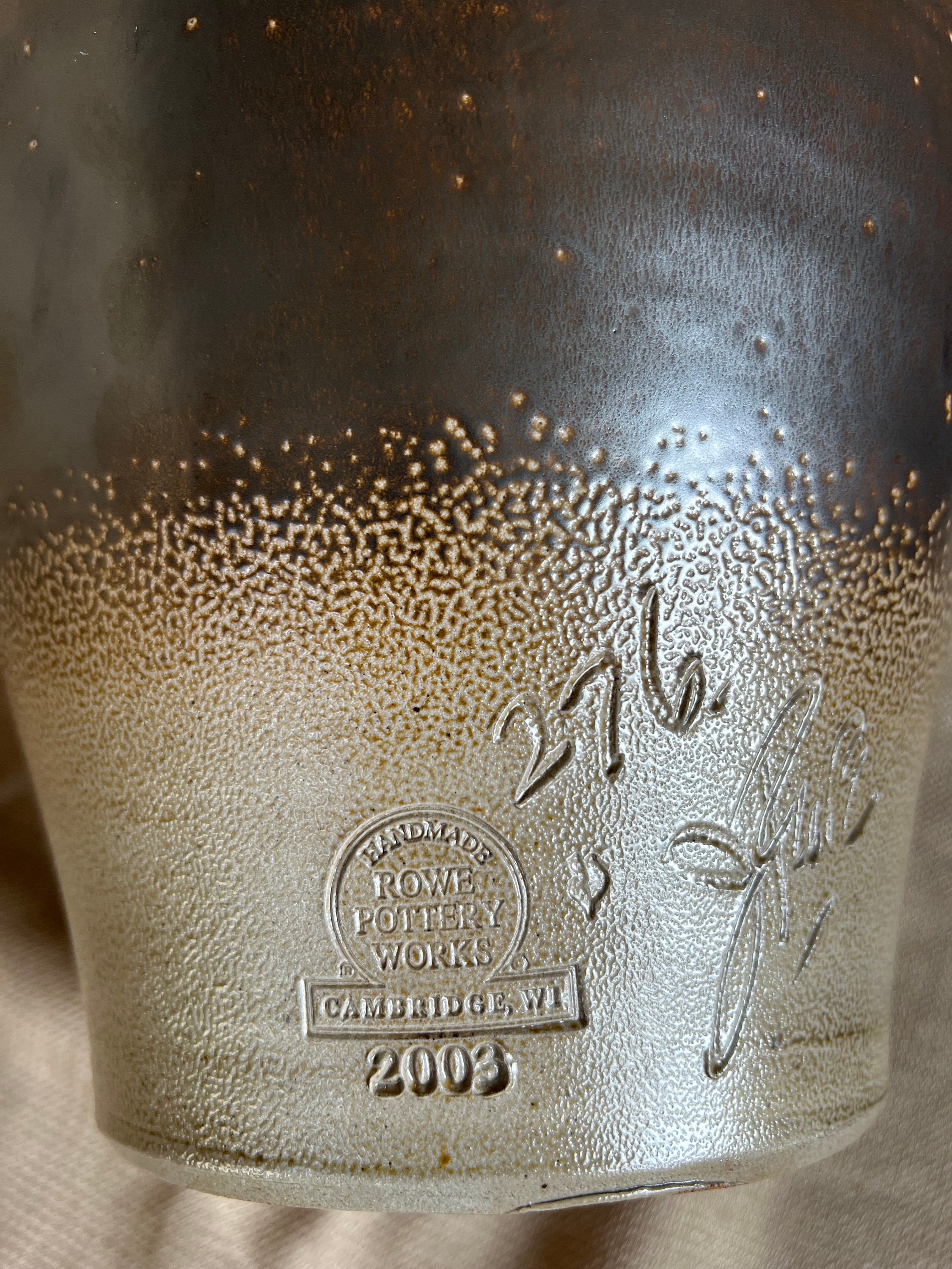 2002 Rowe Pottery Works, Huge ALBANY SLIP Jug. Primitive Handmade ...