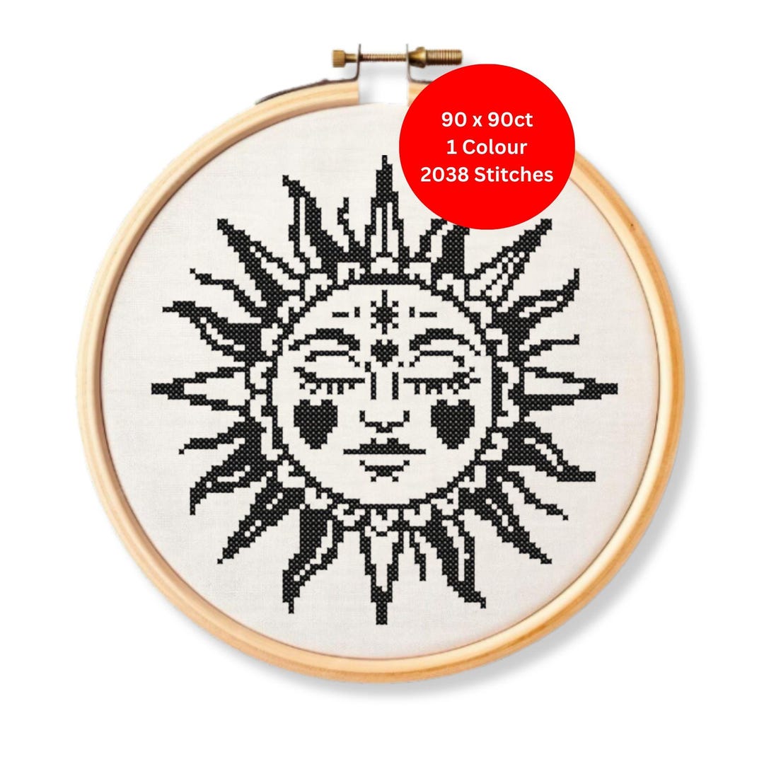 Sun Cross Stitch Pattern | Celestial Cross Stitch Pattern | Cottagecore ...