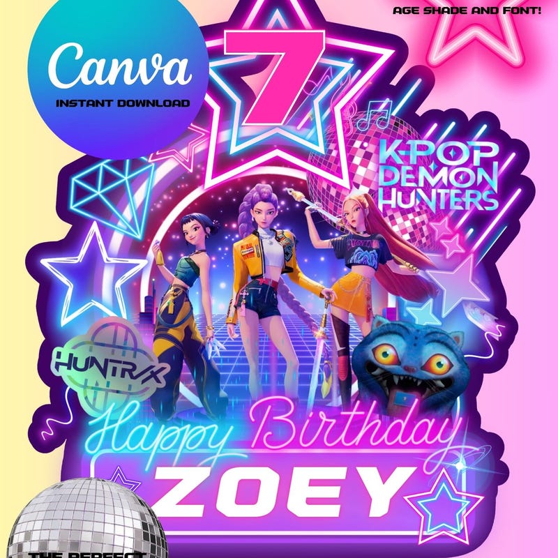 Kpop Demon Hunters Printable Cake Topper - Etsy