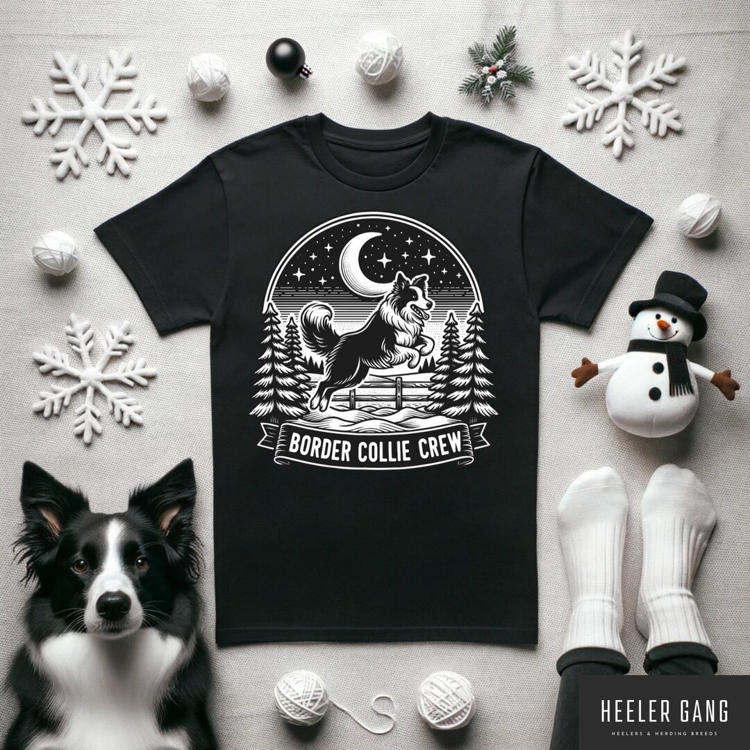 Border Collie Crew Dog Winter Night Sky Unisex Tshirt Winter - Etsy