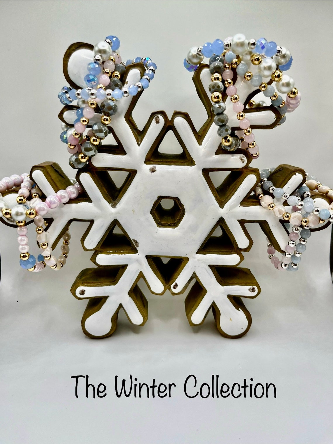 Pink Iridescent Blue Winter Bracelets Beaded Bracelet Blue Pink Gold ...