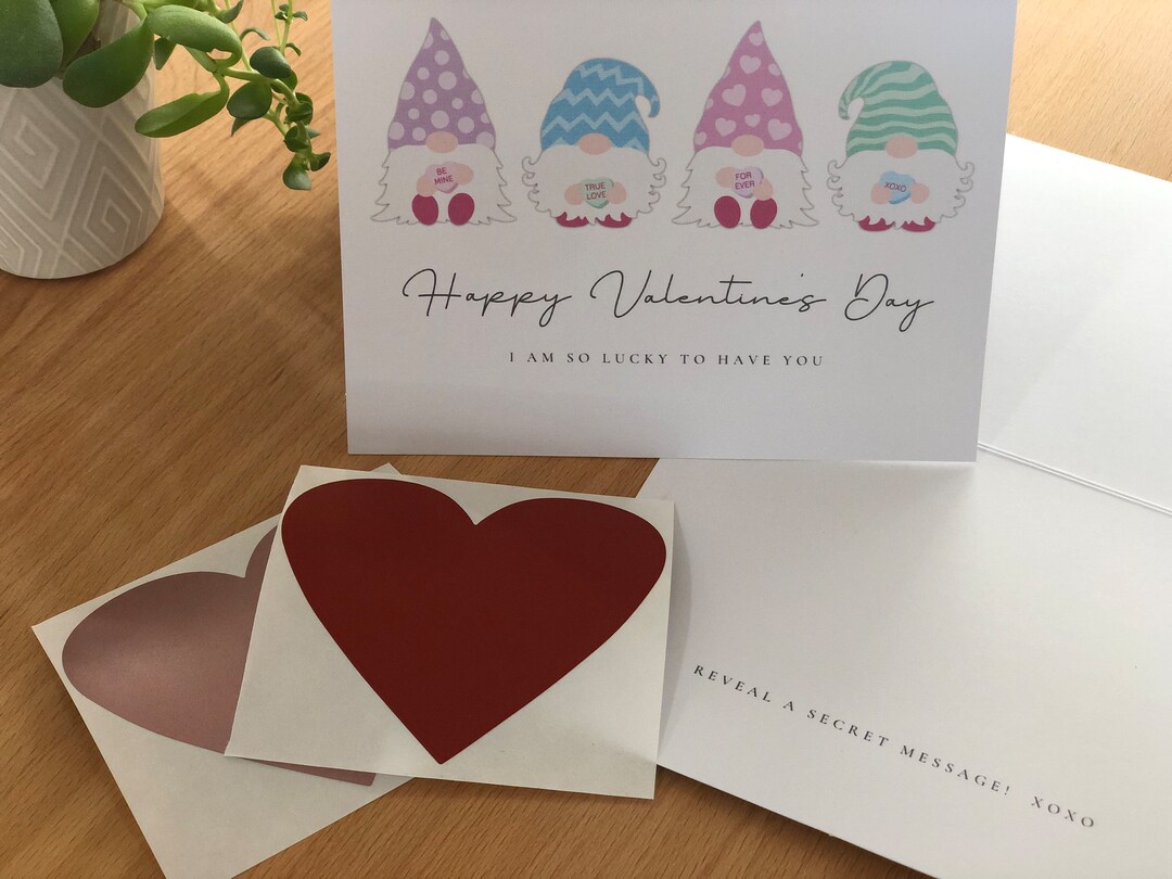 Customizable Valentine's Day Scratch off Card / Valentine's Day Gnome ...
